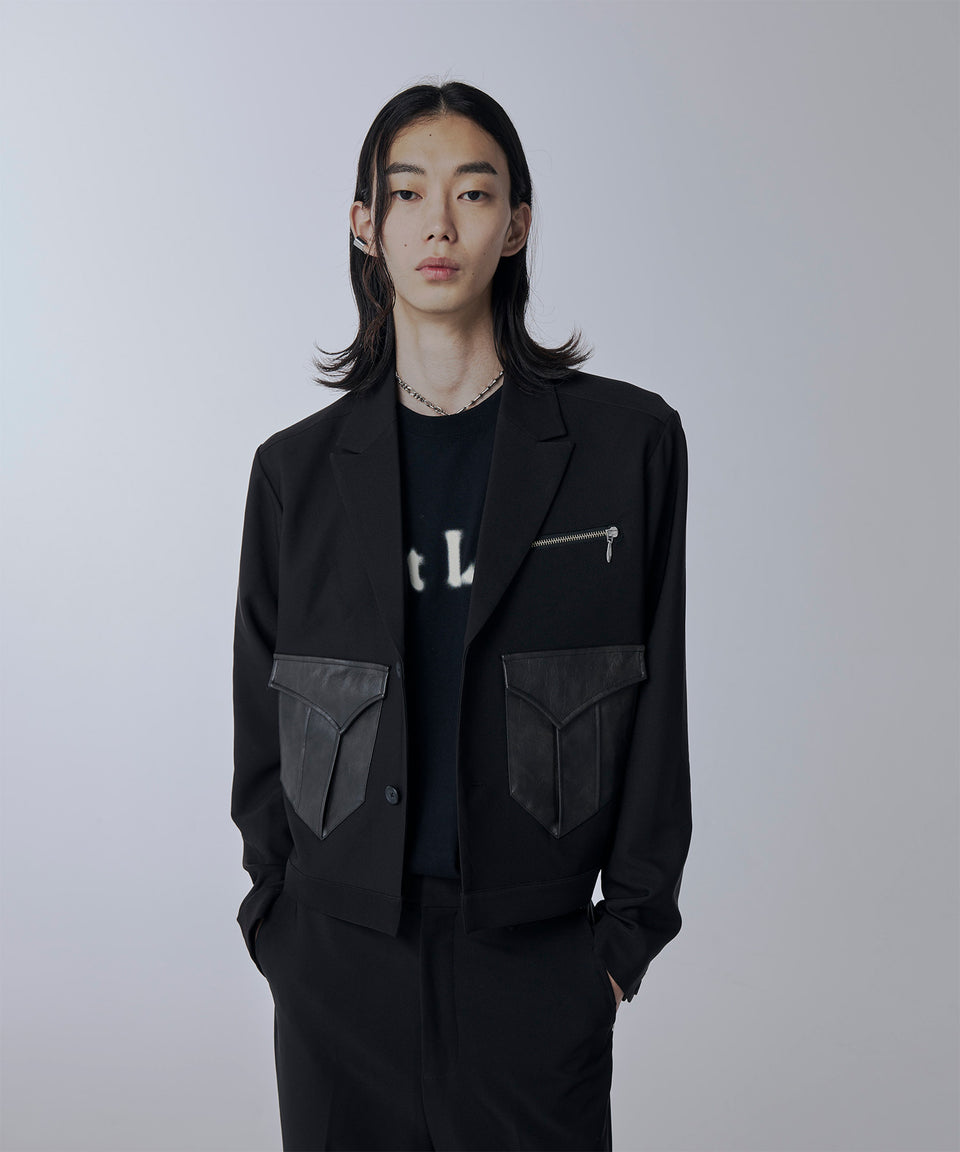 Leather pocket short jacket – Jent Louis